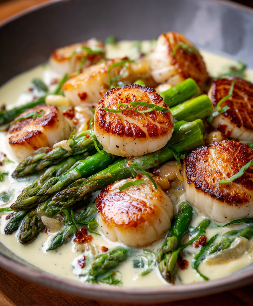 Seared Scallop Bowls with Asparagus & Creamy Sauce - foodfusion ...